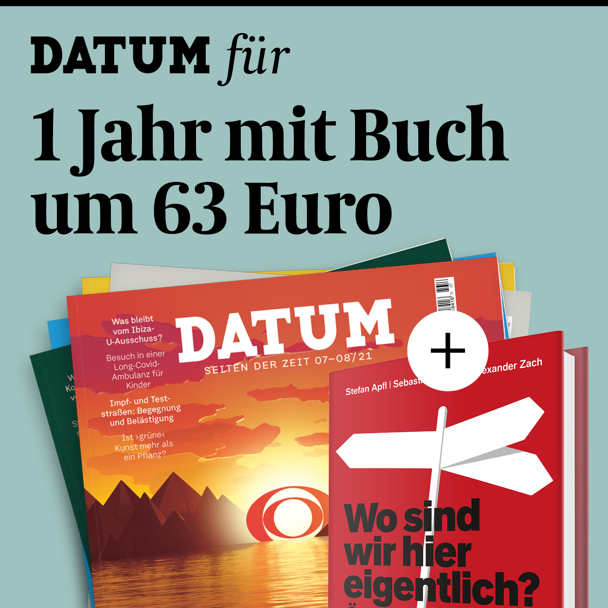 DATUM Jahresabo mit Buch – DATUM